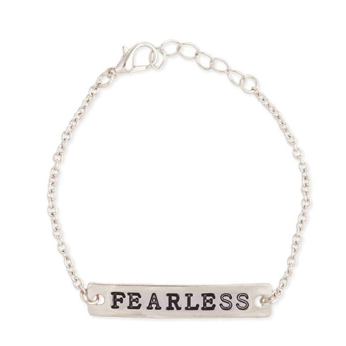 Zad Jewelry Have No Fear Fearless Engraved Bar Bracelet, Silver ...