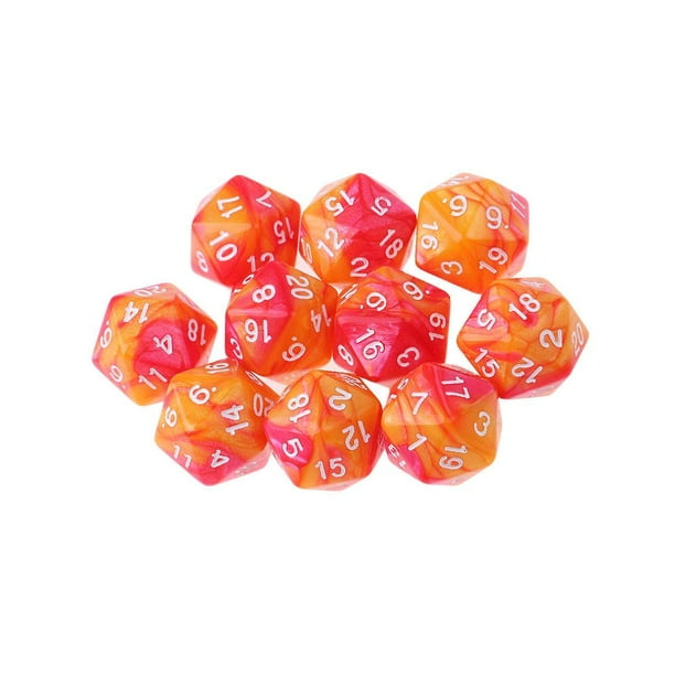 10pcs/set 20 Sided D20 Dice for TRPG Game Accessories Acrylic Orange Red - Walmart.ca