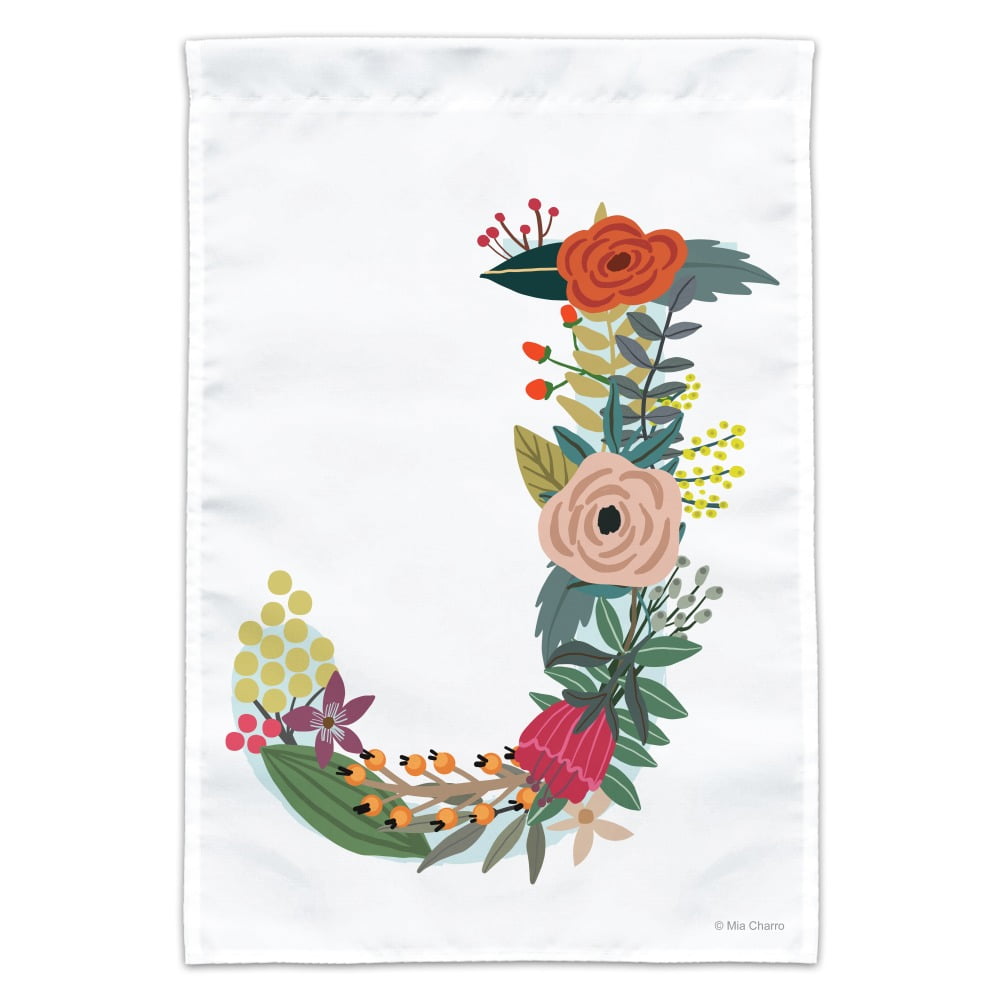 Letter J Floral Monogram Initial Garden Yard Flag - Walmart.com