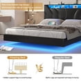 Queen Size LED Bed Frame with USB Ports, Floating Design, Storage ...
