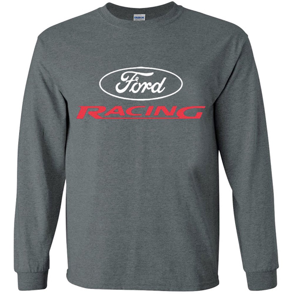 Decked Out Duds - Ford Racing Decal T-shirt Men's Long Sleeve Tee Gray ...