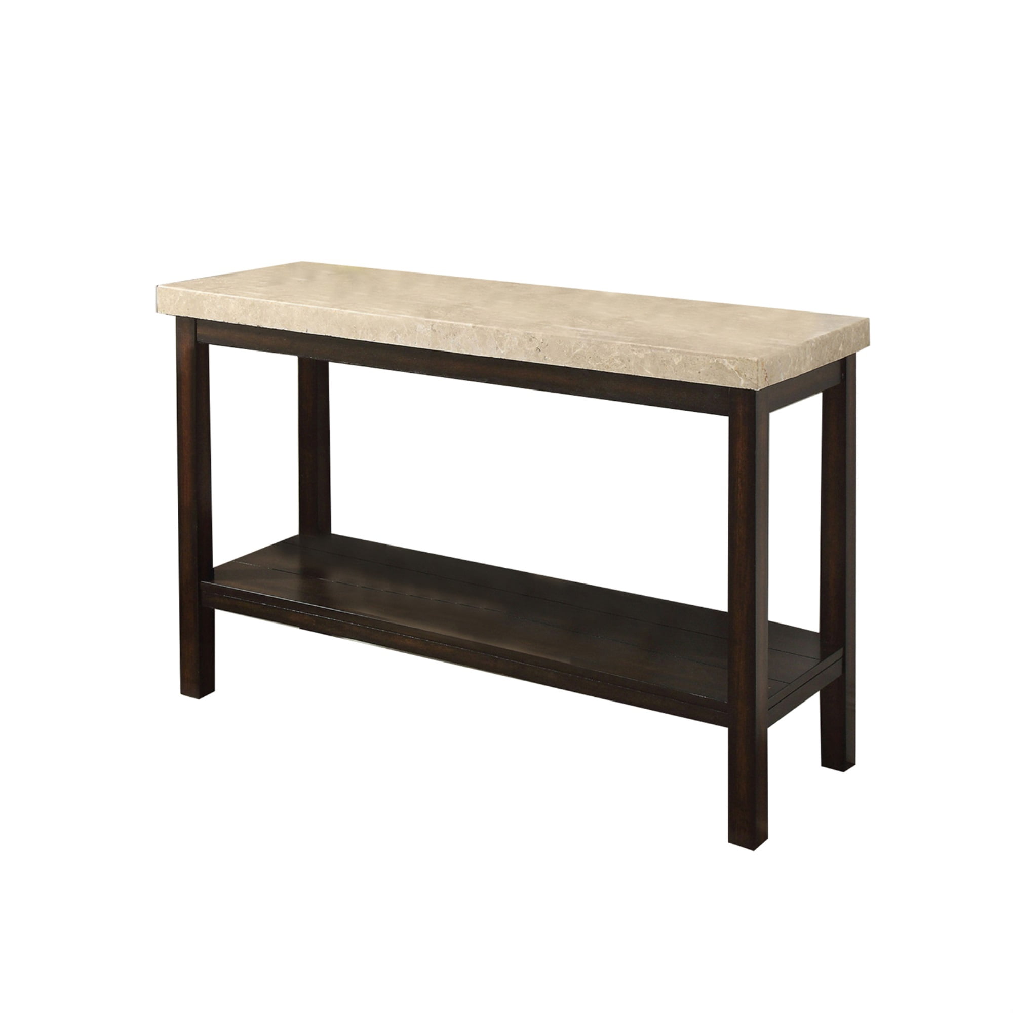 Transitional Sofa Table with Genuine Marble Top, Brown - Walmart.com ...