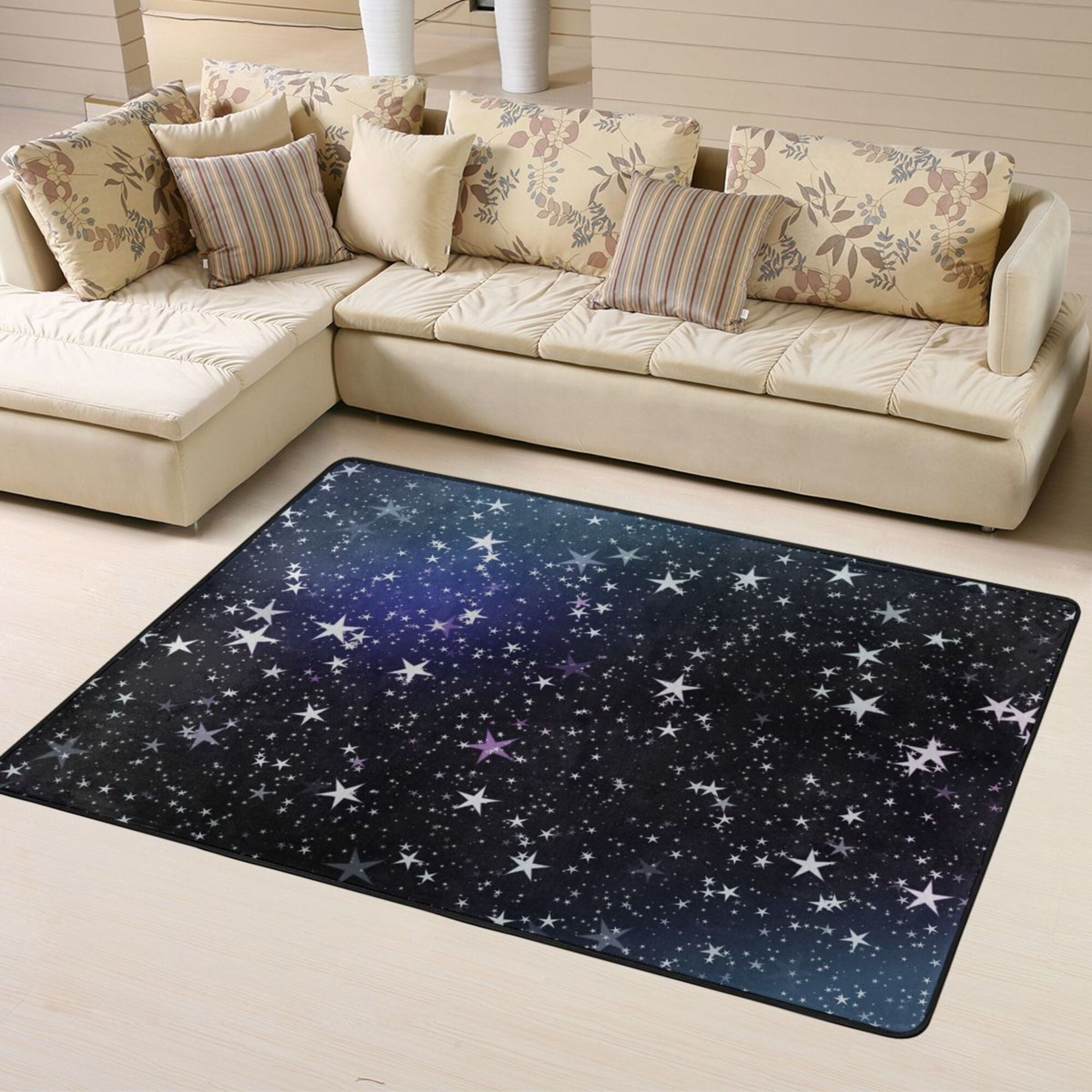DouZhe Night Stars Pattern Area Rugs Non-Slip Machine Washable Floor ...