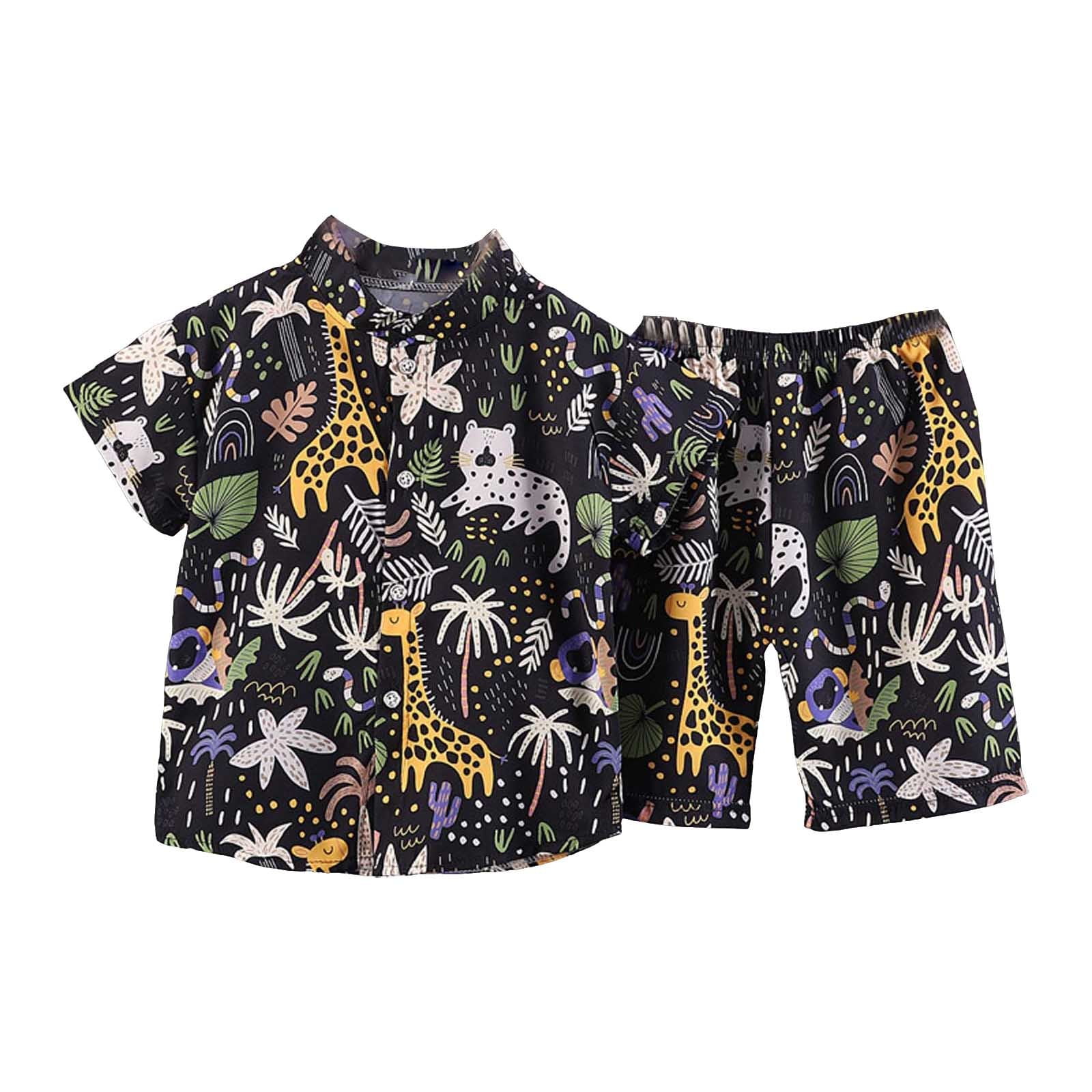 Boys Cartoon Animal Beach Shirt & Shorts Set Summer Casual 2 Piece ...