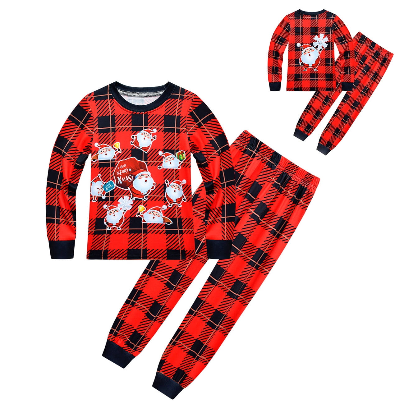 Boys Girls Christmas Santa Claus Pajamas Sets Two-piece Classic ...