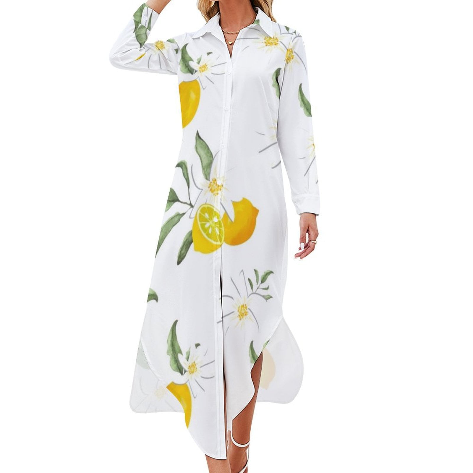 Summer citrus Mediterranean style mosaic lemon fruit pattern Long ...