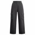 ATOYSOY Womens Cargo Wide Leg Pants Solid Color Button Waist Multi Flap ...