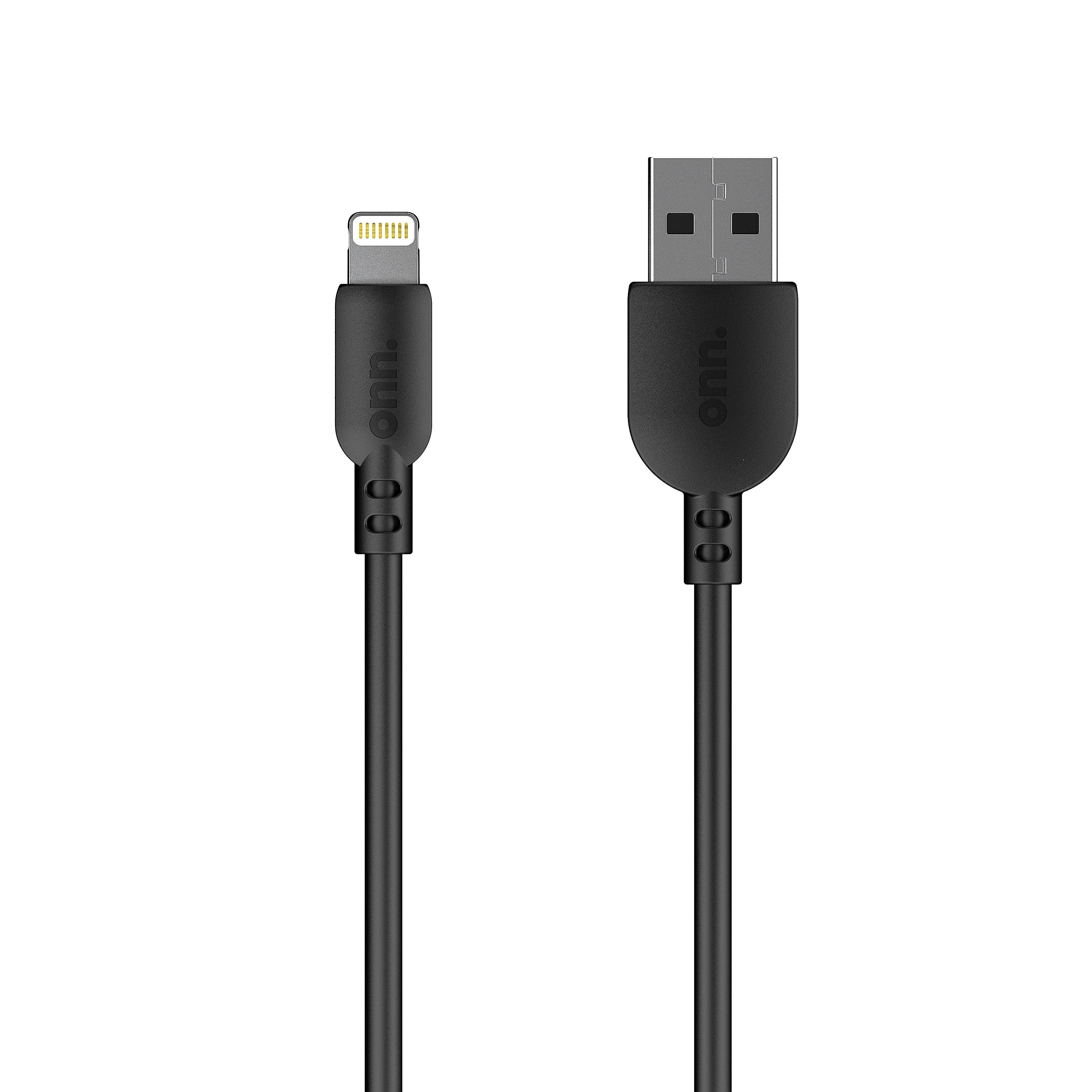 onn. Lightning to USB Cable, Black, 6' - Walmart.com