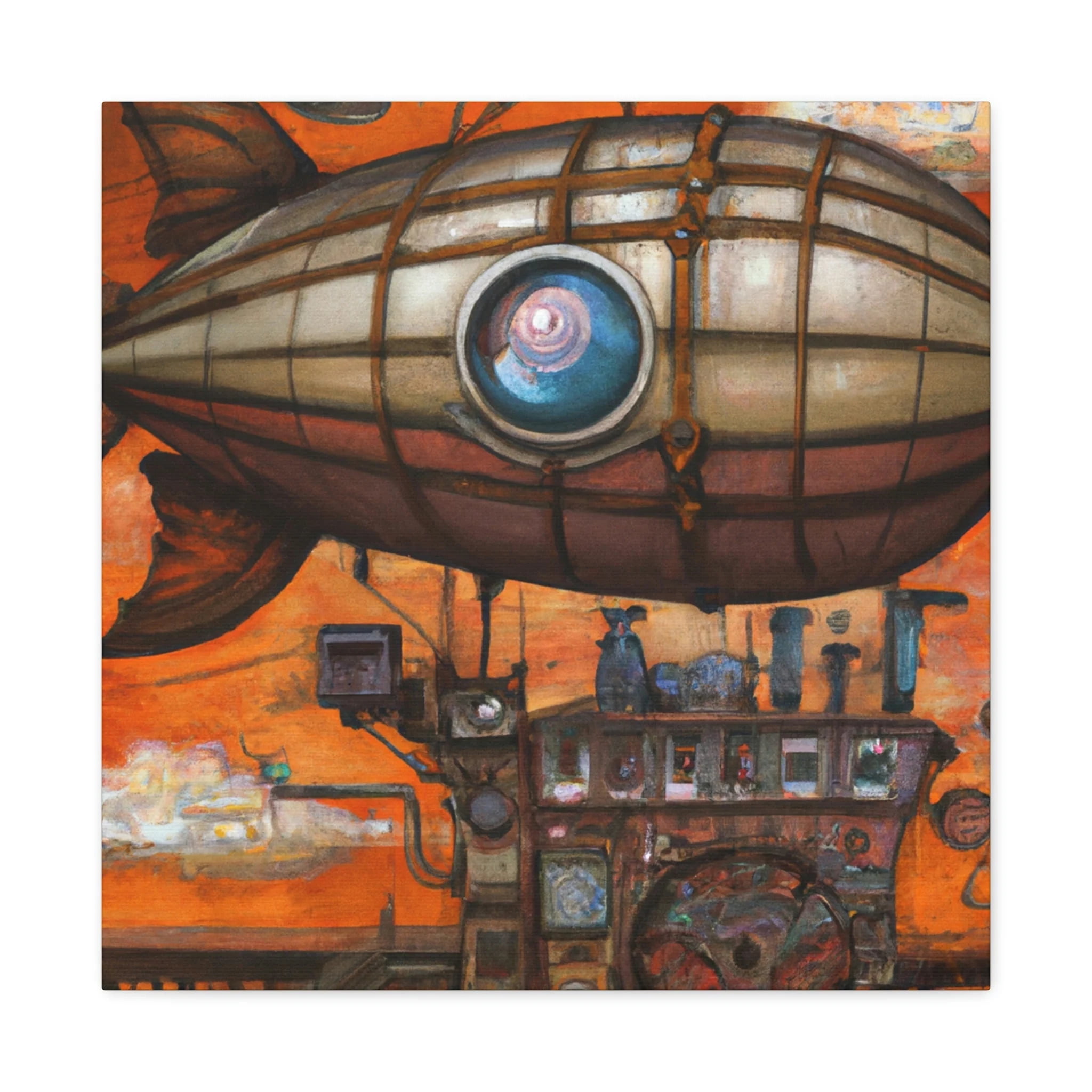 Steampunk Blimp Descends - Canvas - Walmart.com