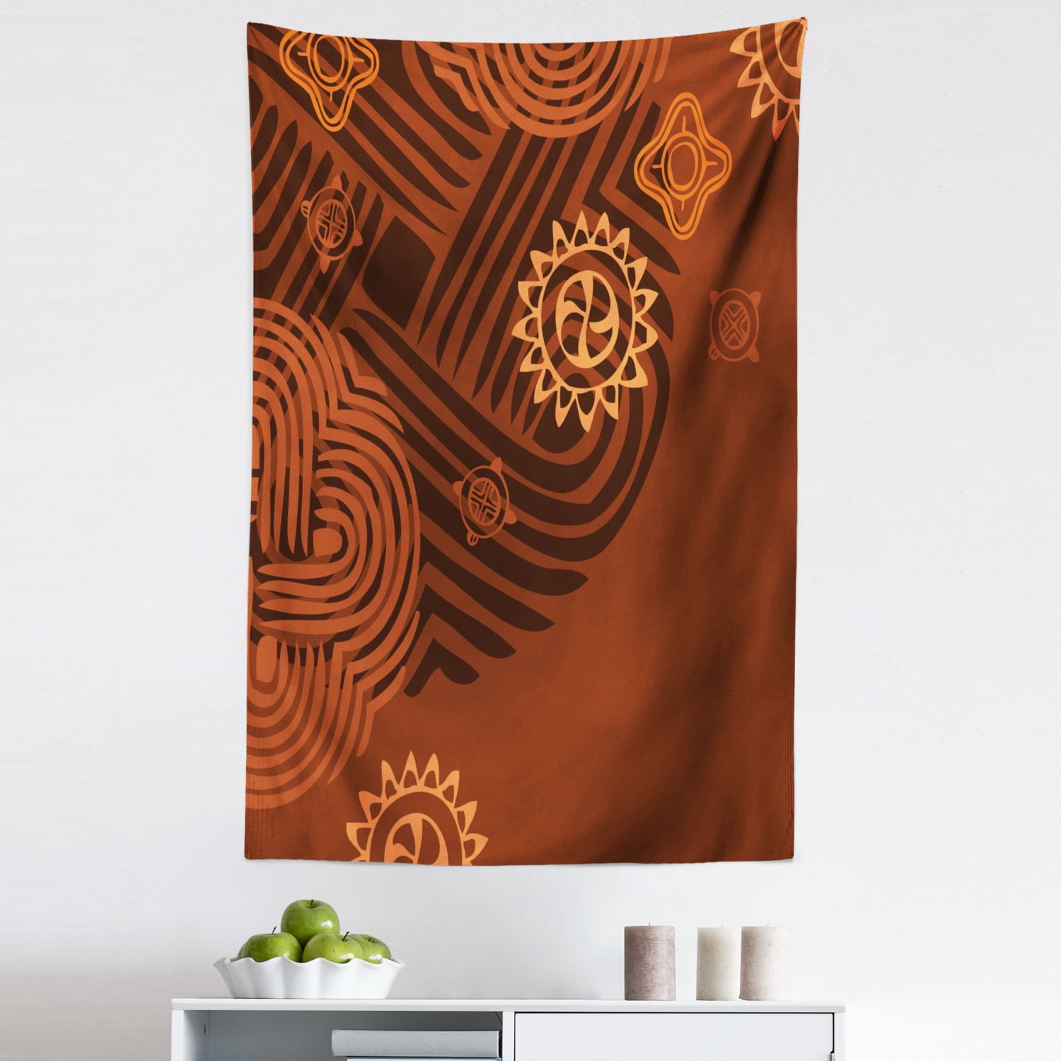 Earth Tones Tapestry, Composition Floral Intricacy Folk Details, Fabric ...