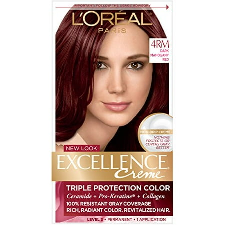LOreal Paris Excellence Creme Permanent Hair Color, 4RM Dark Mahogany ...