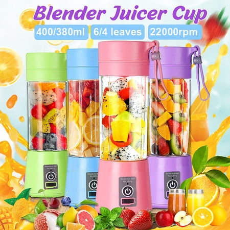 4/6 Blades 0.4L USB Electric Juice Cup,Fruit Smoothie Machine Juicer ...