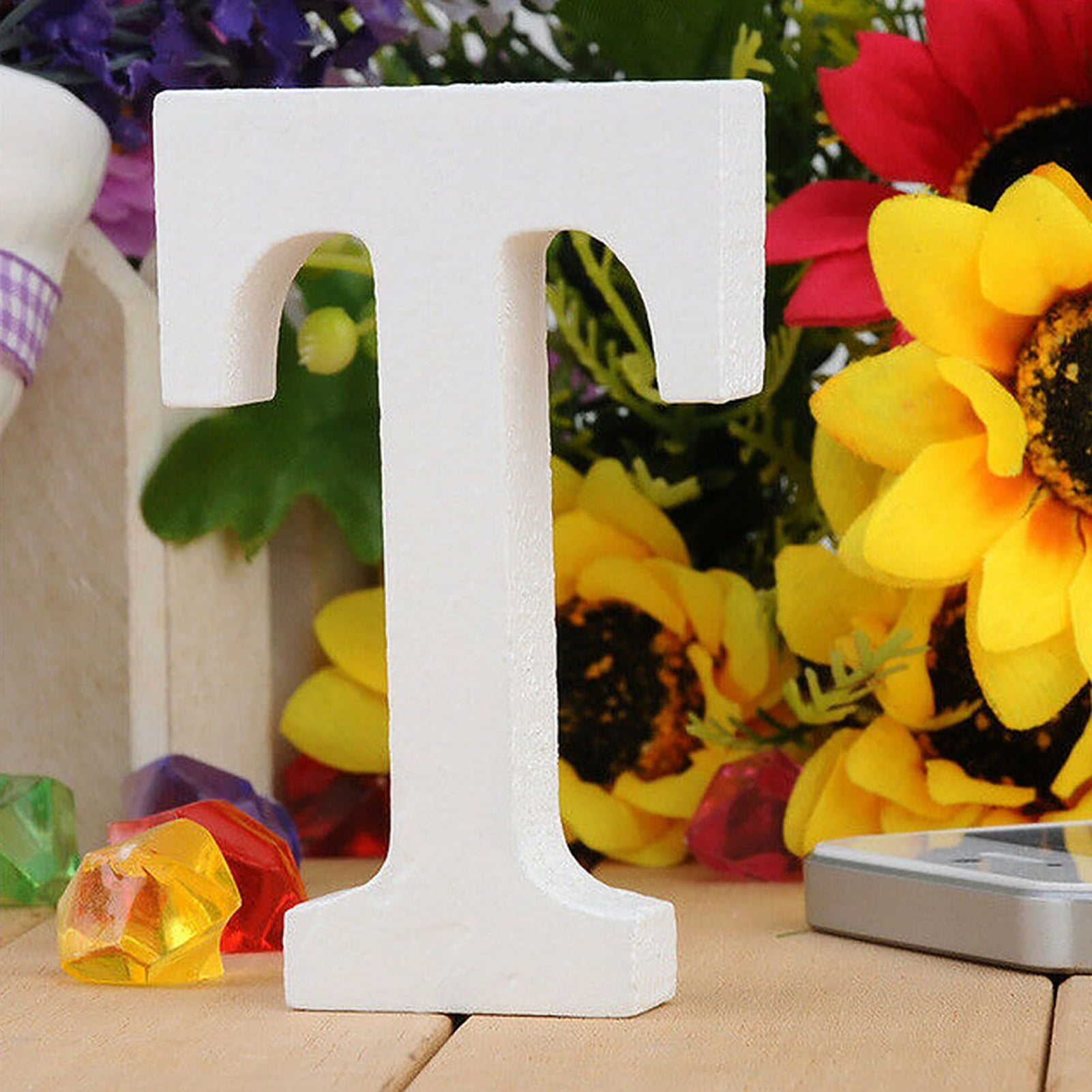 Hadanceo Standing Letter Delicate Standing Large White Wooden Alphabet ...