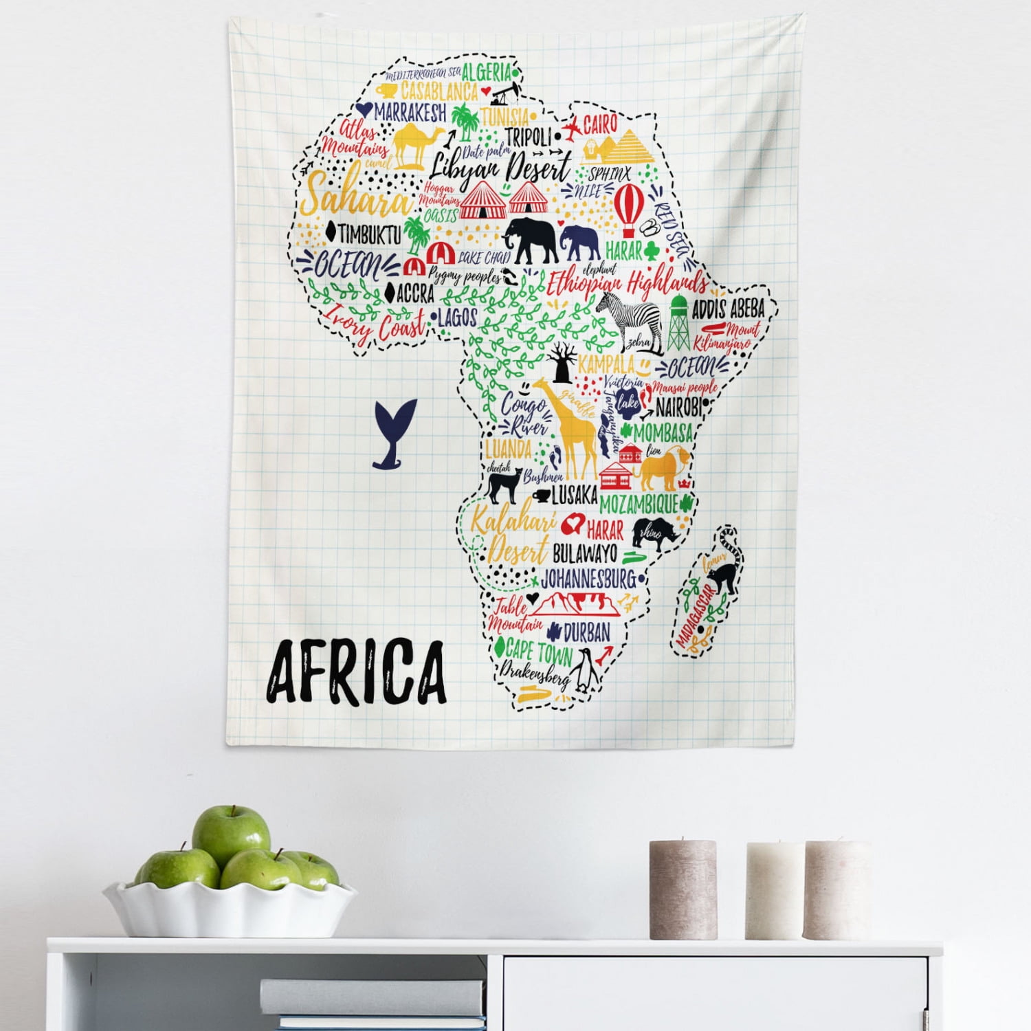 Saying Tapestry, Colorful Lettering of Countries in Continent with ...