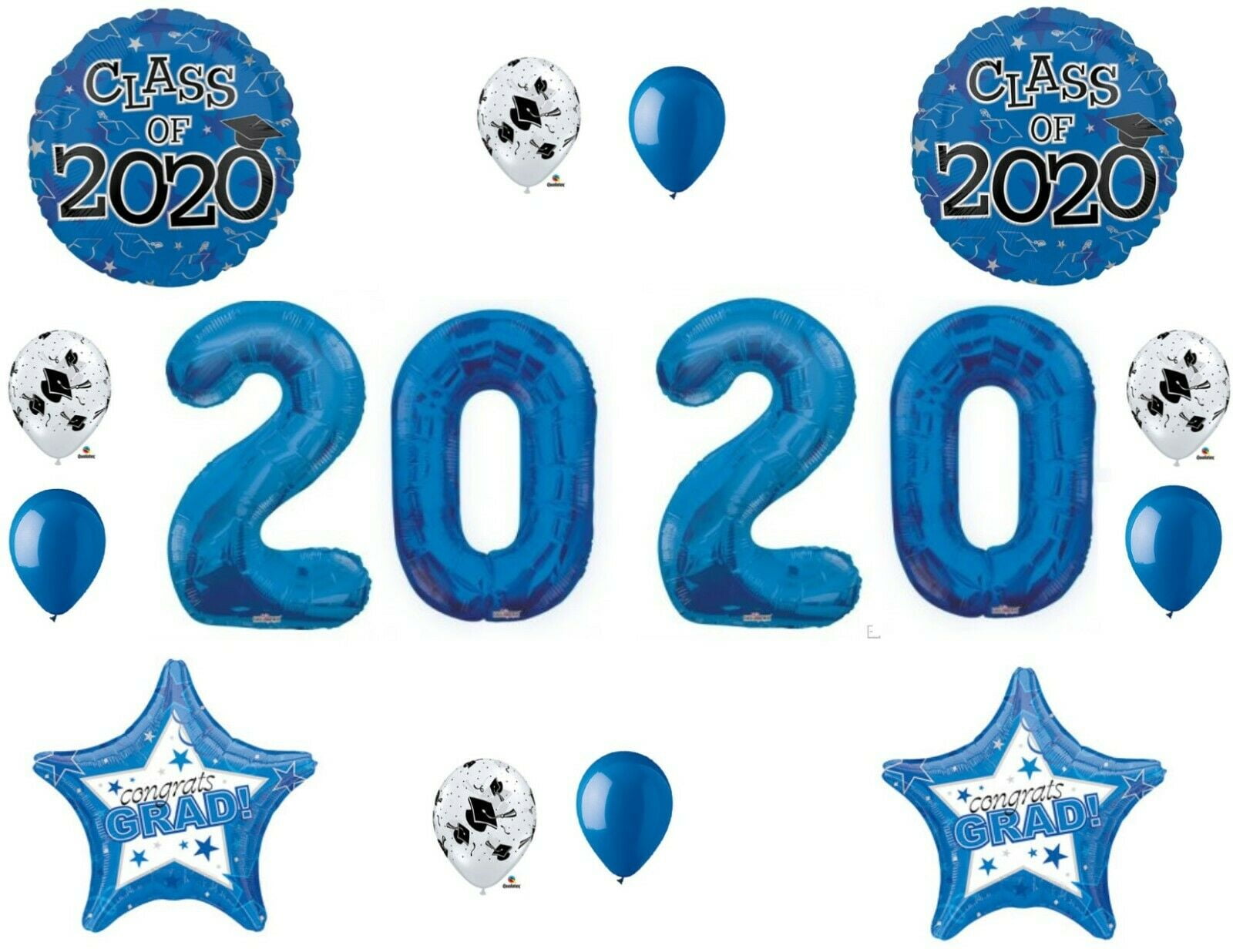 Graduation Class of 2020 BLUE Party Balloons Decoration Supplies ...