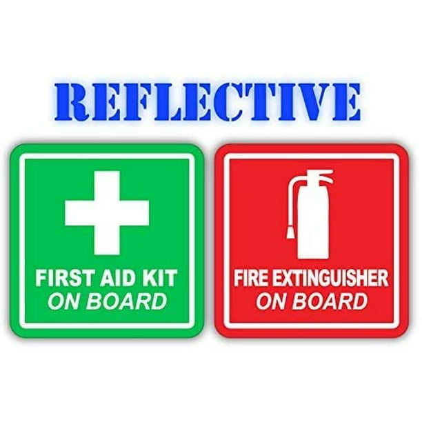 (x1 of Each) 3M Reflective Fire Extinguisher/First Aid Kit on Board ...