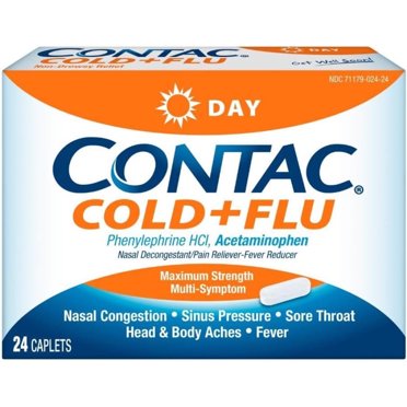 Contac Cold & Flu Non Drowsy Decongestant - Max Strength Phenylephrine ...