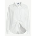 Scoop Women's Tie Front Linen Shirt - Walmart.com