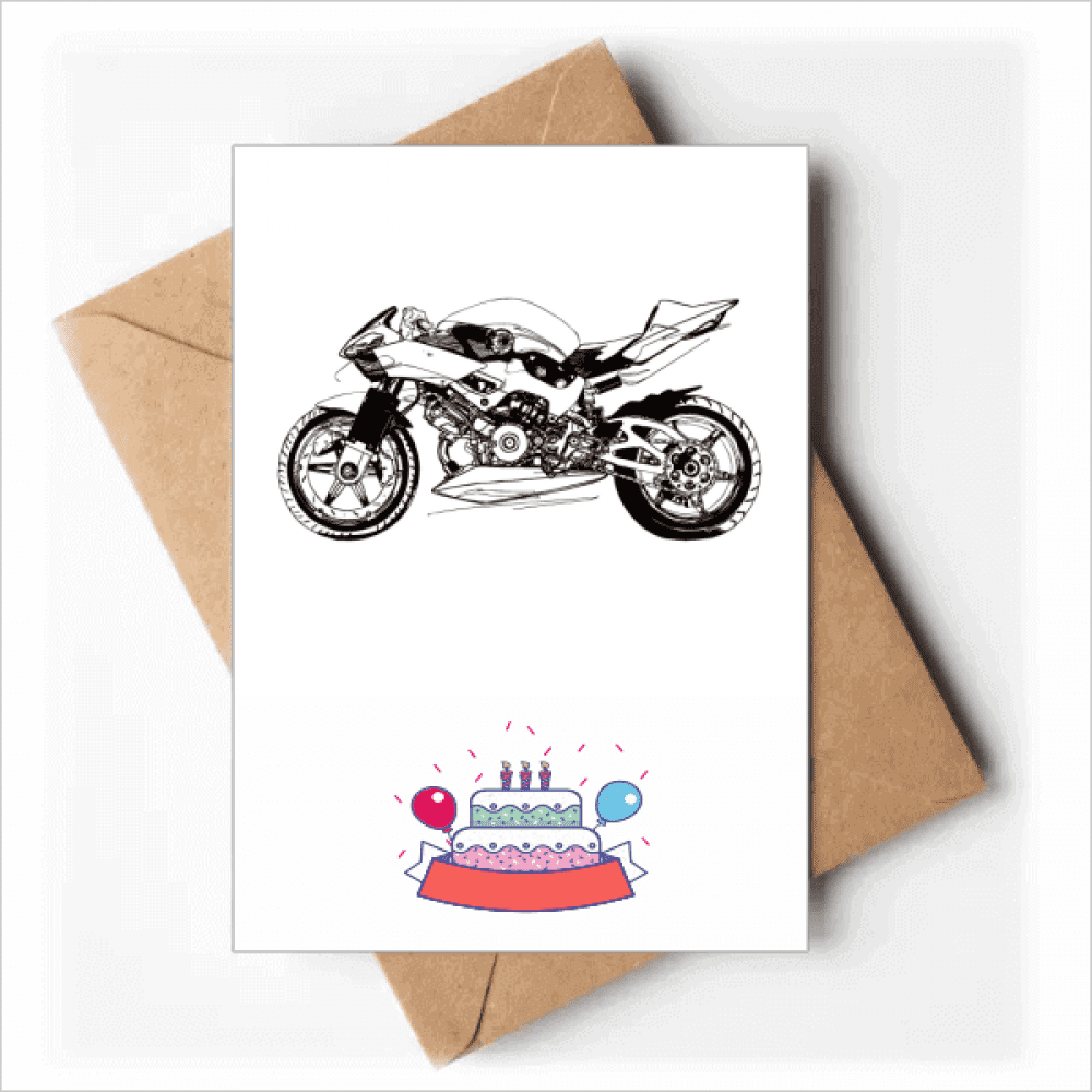 Black Motorcycle Illustration Pattern Happy Birthday Greeting Cards ...
