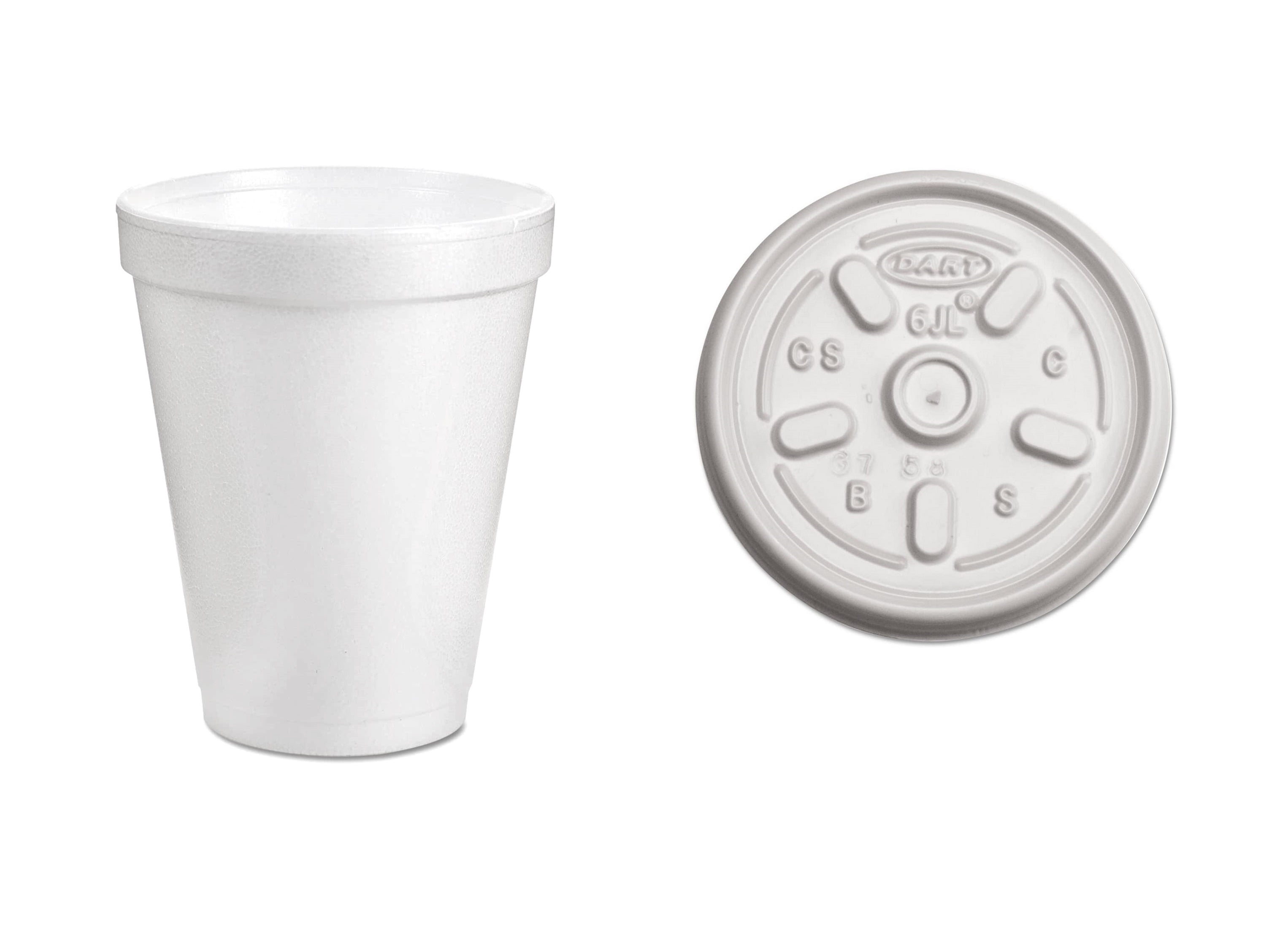 Dart 6J6 White Foam 6 Ounce Cup with 6JL Lids. Pack 100 Sets - Walmart.com