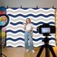 10x8ft Photo Backdrop, Navy Blue Grey White Soft Polyester Backdrop ...