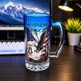 Agiufgs 2 Pack Commemorative Beer Mug Clear, American Flag Eagle Design ...