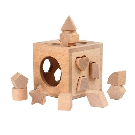 XZNGL Kids Toys Wooden Box Children'S Wooden Shape Box With Six-Sided ...