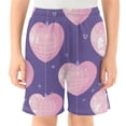 BZSMCE Adjustable Drawstring Casual Shorts With Heart Purple Background ...