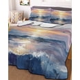 Colorful Sunset Quilts Bedding Set Full Size Ocean Seagull Cloudy Sky ...