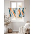 Abstract Curves Sheer Curtains 54 inches Long, Retro Teal Orange Fluid ...