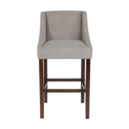 30" Gray Fabric-wood Stool - Walmart.com - Walmart.com