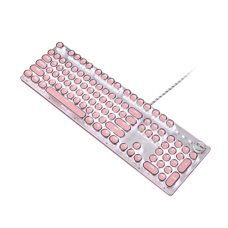 Retro Mechanical Gaming Keyboard 104 Key, LED Backlit Keyboard ...
