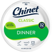 "Chinet Disposable 10"" Dinner Plates, Classic White, 32 Count, Round ...
