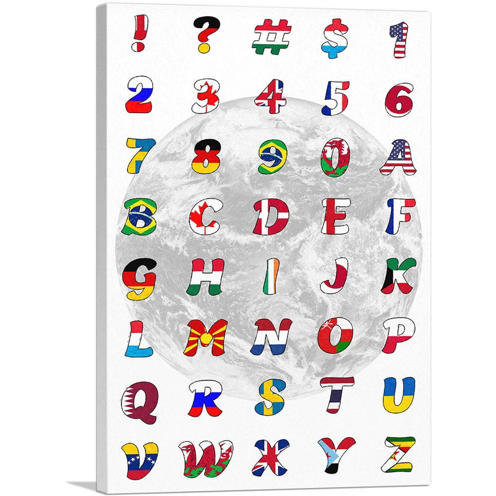 ARTCANVAS World Flags Rectangle Full Alphabet Canvas Art Print - Size ...