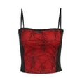 Musuos Women Y2K Summer Backless Camisole Spider Web Printed Lace Edge ...