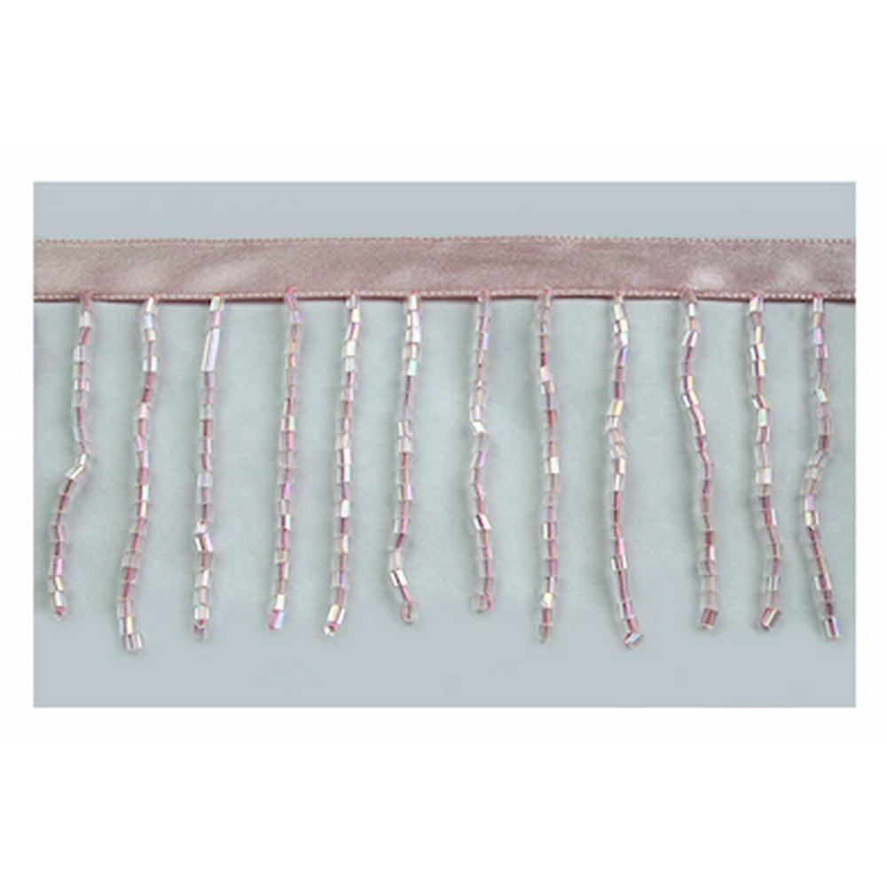 Altotux 2, 3 or 6" Pink Beaded Fringe Trim with Glass Short Bugle Beads ...