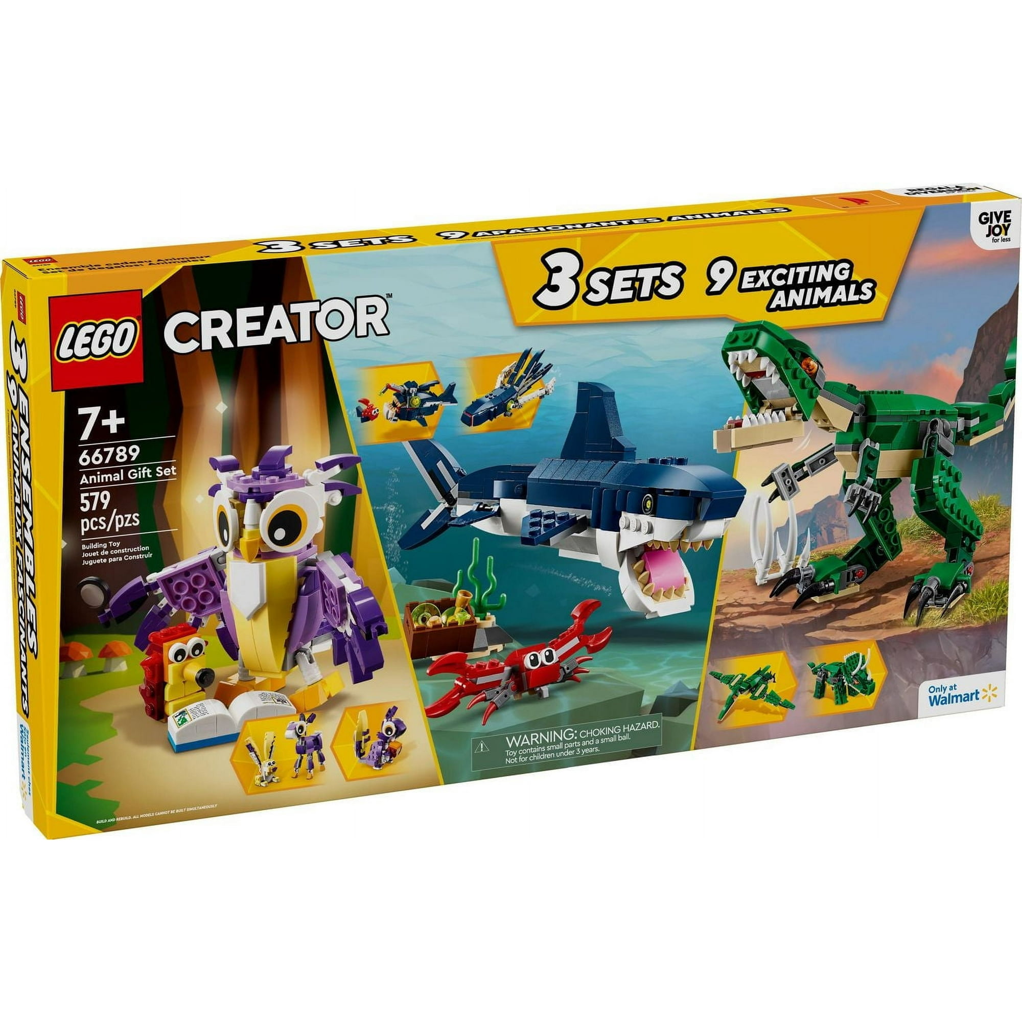 LEGO Creator Animal Gift Set Build and Rebuild 9 Exciting Animal Toys in 1 Box Gift for Nature Lovers 66789 Walmart