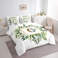 Catabedysis Rustic Plant Monogram C 7pcs Queen Bedding,Green Tropical ...