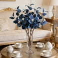 Qiweii Blue Artificial Eucalyptus Stems Faux Greenery Branches for ...