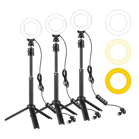 Mistaha Mini 4 Inch LED Ring Light Kit with 3 * Ring Light 3200K-6500K ...