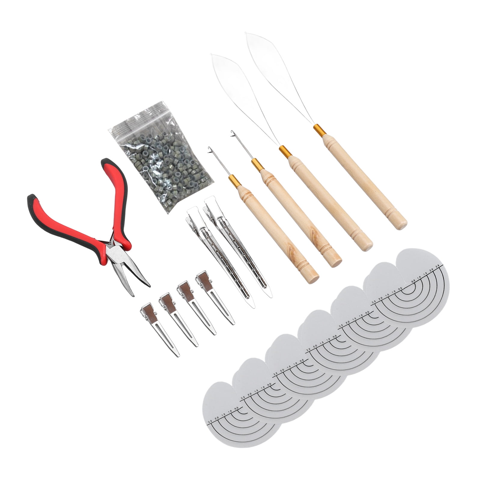 Kit de herramientas para extensiones de cabello ANGGREK Microlink con Aguja Y gancho para Tirar ...