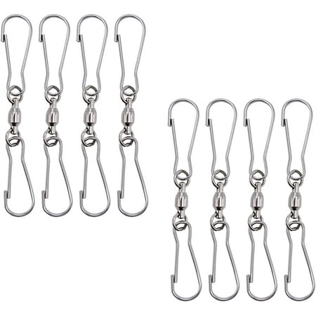 8 Pack Silver Swivel Hooks Clips 2.56" Length Smooth Spinning Dual Clip ...