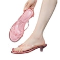 CIENVNSTG Clear Transparent Square Toe Thong Sandals for Women Kitten ...