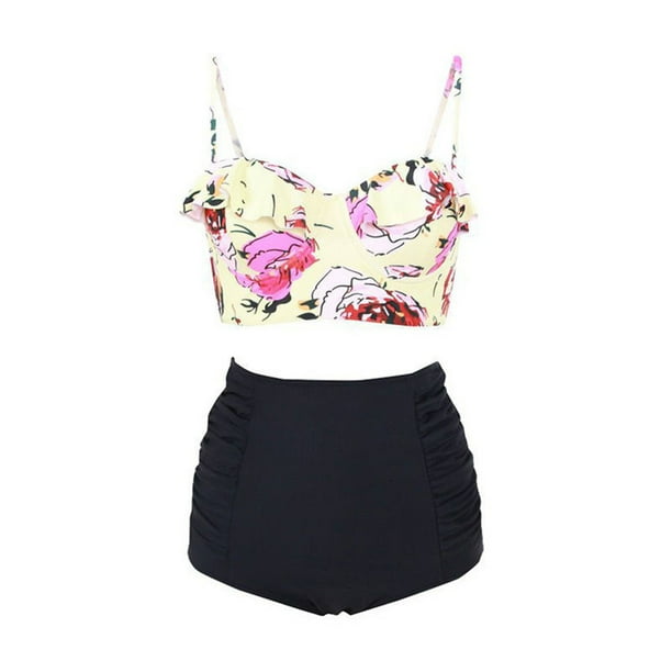 Shanna Womens High Waist Bikini Set Push Up Padded Top 2 Piece Bathing