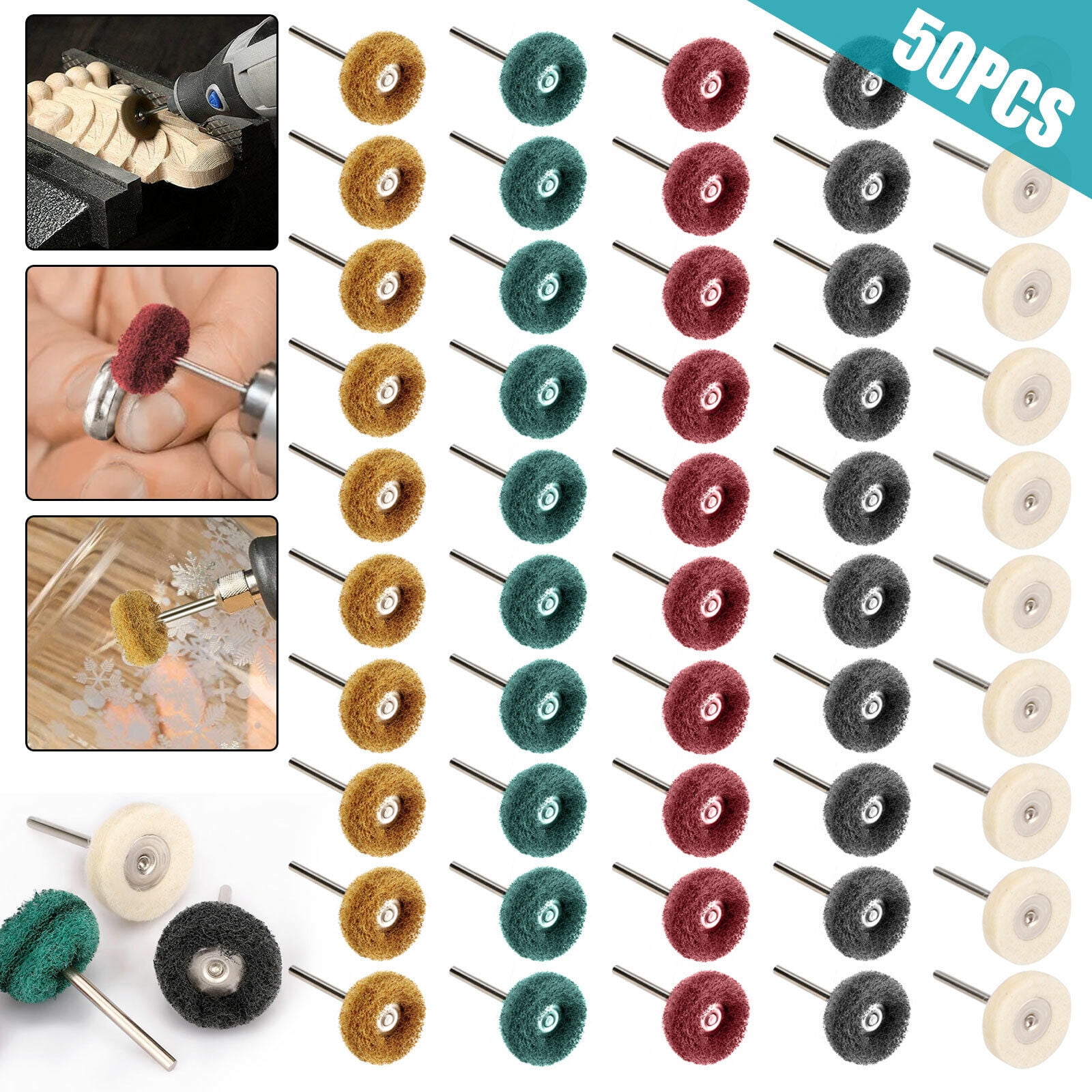 50 Abrasive Polishing Wheel Buffing Grinding Rotary Tool Kit 3000Grit ...