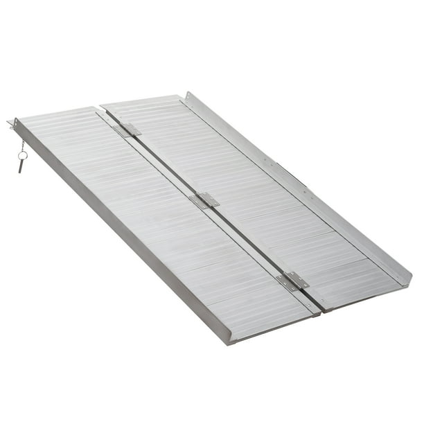 HOMCOM 4ft Textured Aluminum Folding Wheelchair Ramp, Portable ...