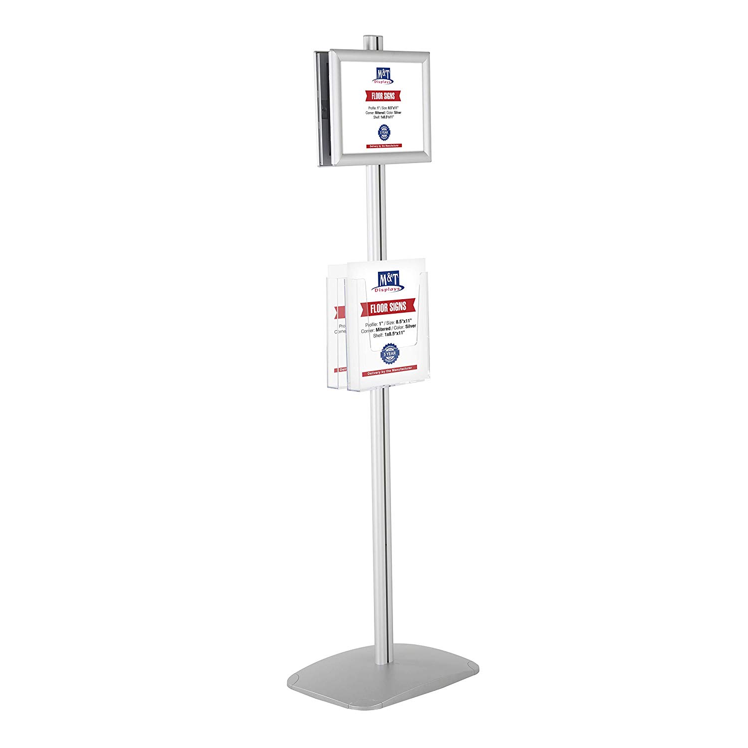 M&T Displays Free Standing Display Stand with 2 x (8.5x11) Frames in ...