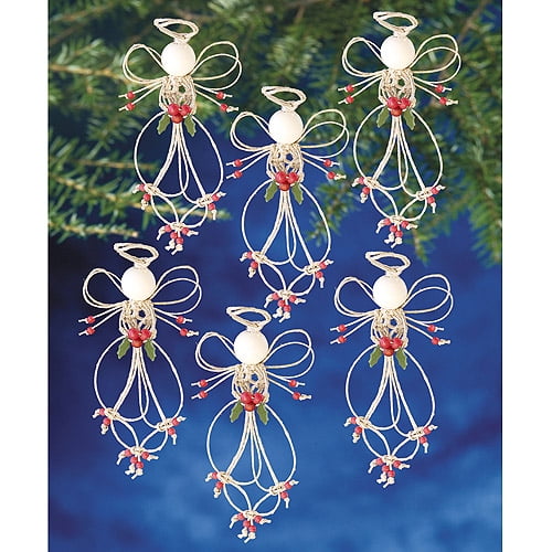 Beadery Holiday Beaded Ornament Kit, 5.5-Inch, Folk Art Angel, Makes 12 ...