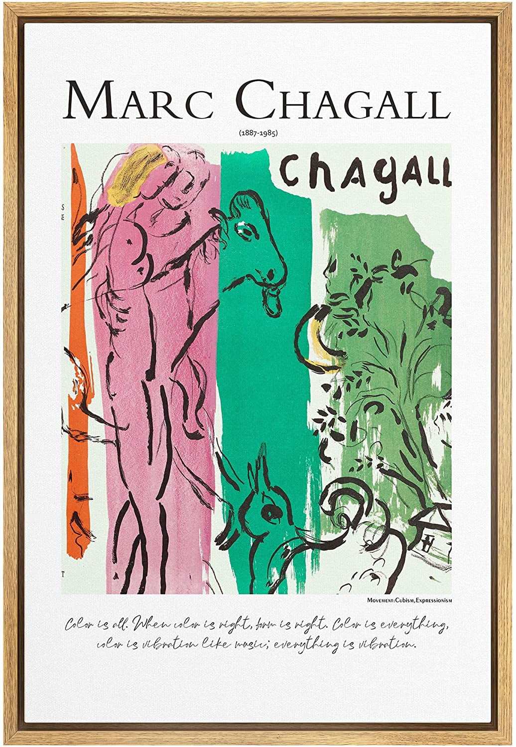 PixonSign Framed Canvas Print Wall Art Marc Chagall Forest Animal ...