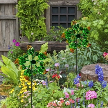 Whimsy Whirl Solar Led Metal Garden Wind Spinner Stake Light - Walmart.com